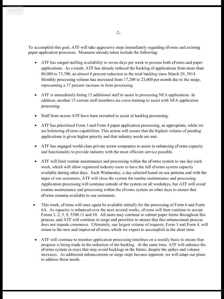New atf letter... efile coming back. - AR15.COM